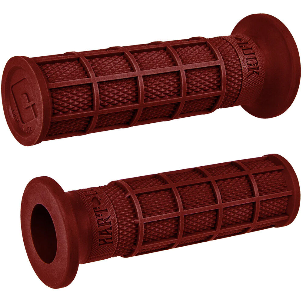 ODI Road V-Twin Hart Luck Full Waffle Single Ply 1" Dark Red Grips at ...